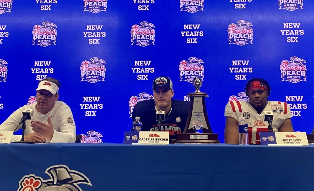 Ole Miss' Caden Prieskorn and Jared Ivey earn Peach Bowl Offensive ...